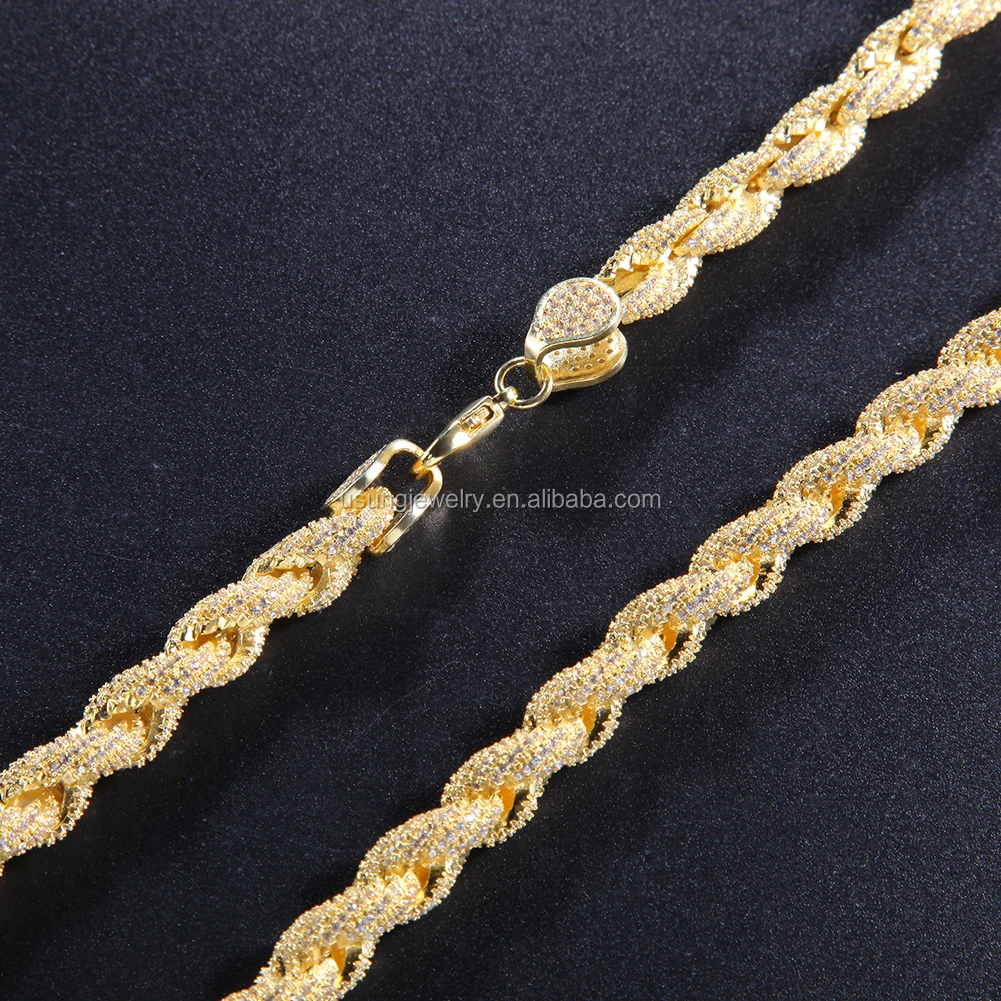 Gold Plated Iced Out Stainless Steel Rope Chains - Buy Stainless Steel ...