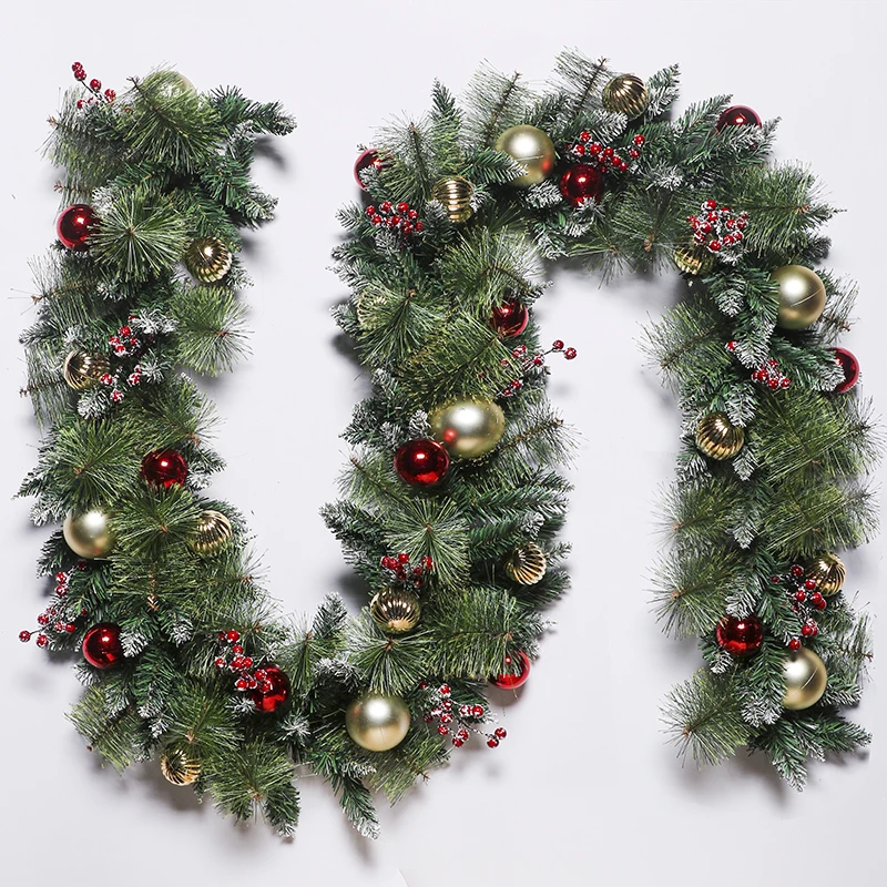 270cm Christmas Pvc Garland With Pine Needle And Ball Decoration ...