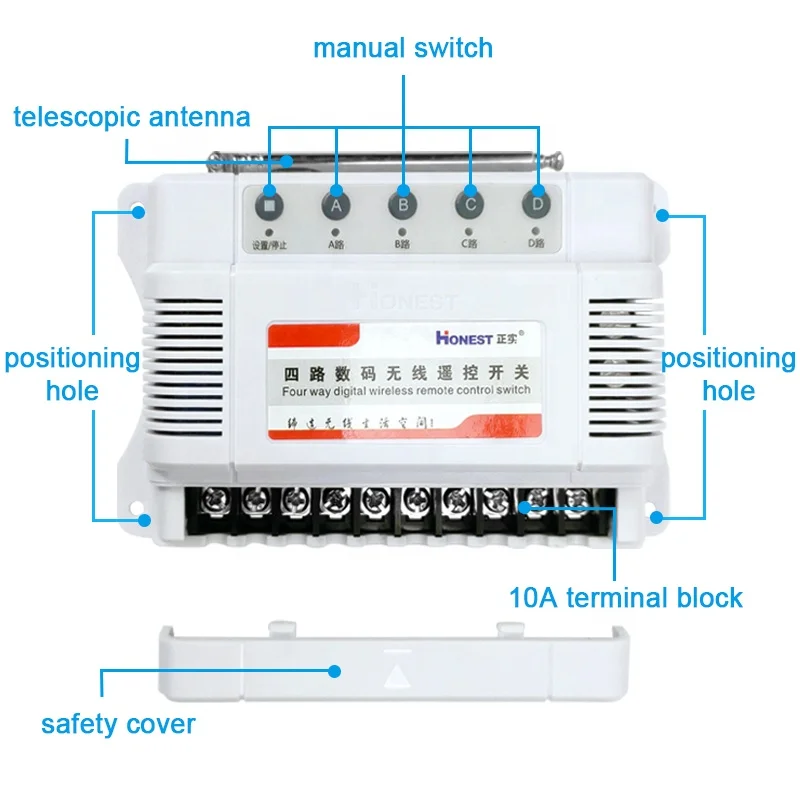 Honest 220v 12v 24V 4CH Relay RF Wireless Remote Control