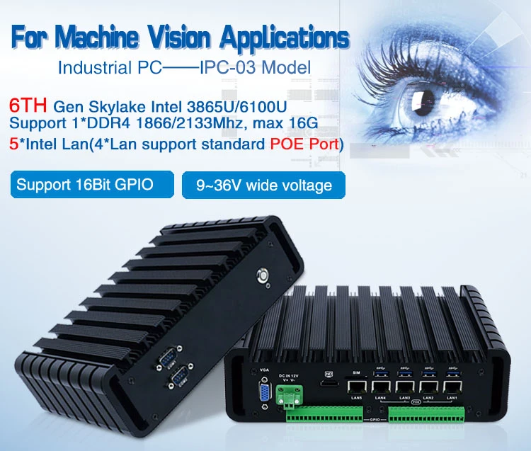 3855u Fanless Compact Industrial Pc With 4 Poe Multi Lan Gpio 4g Sim Wifi Rugged Mini Itx Pc 9v ...