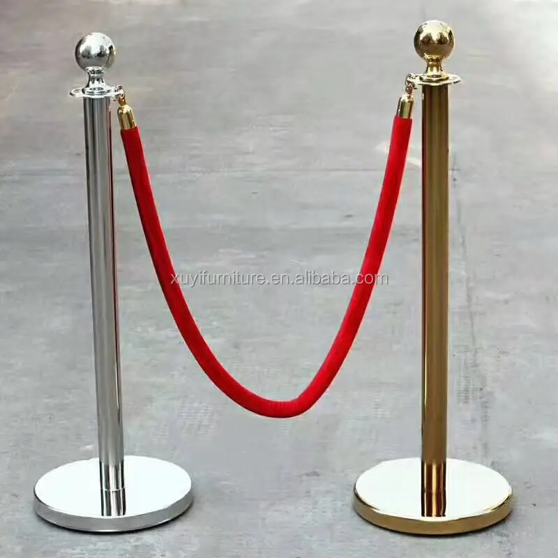 Cheap Gold With Velvet Rope Crowd Control Barrier Stanchion Poles For ...