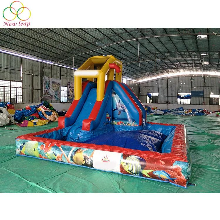 4m High Outdoor Sea World Small Inflatable Water Slide With Pool And ...