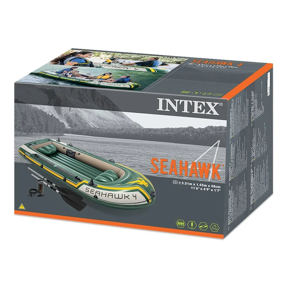 Intex 68351 Sport Series Inflatable Boat Seahawk 4 Set Seahawks