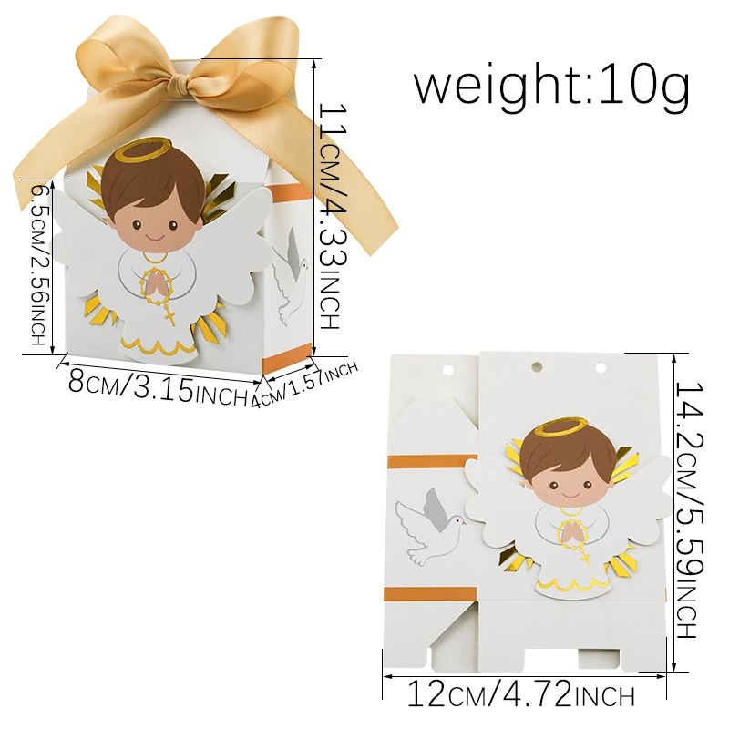 Baptism Theme Small Candy Paper Boxes With Ribbons Little Boy Pigeon ...