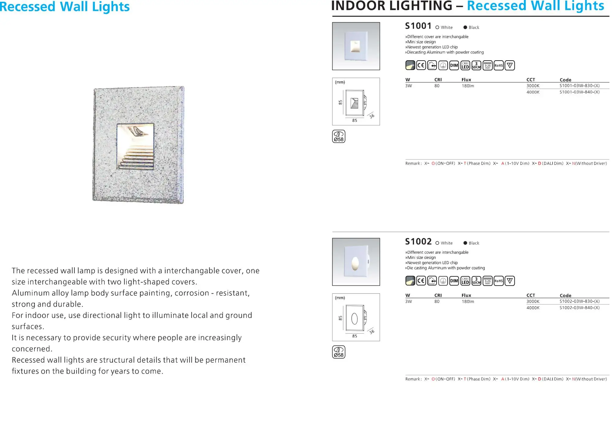Ip20 Aluminium Residential Mini Stair 1w 3w Cob Dimmable Led Recessed ...