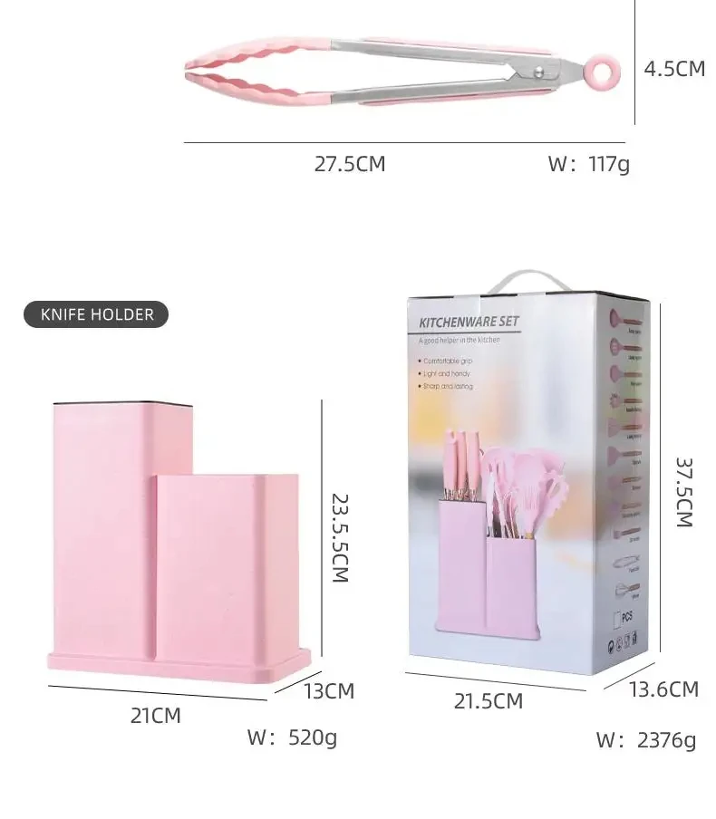 19pcs Kitchen Utensil Set Kitchen Utensil With Holder Wooden Handle ...