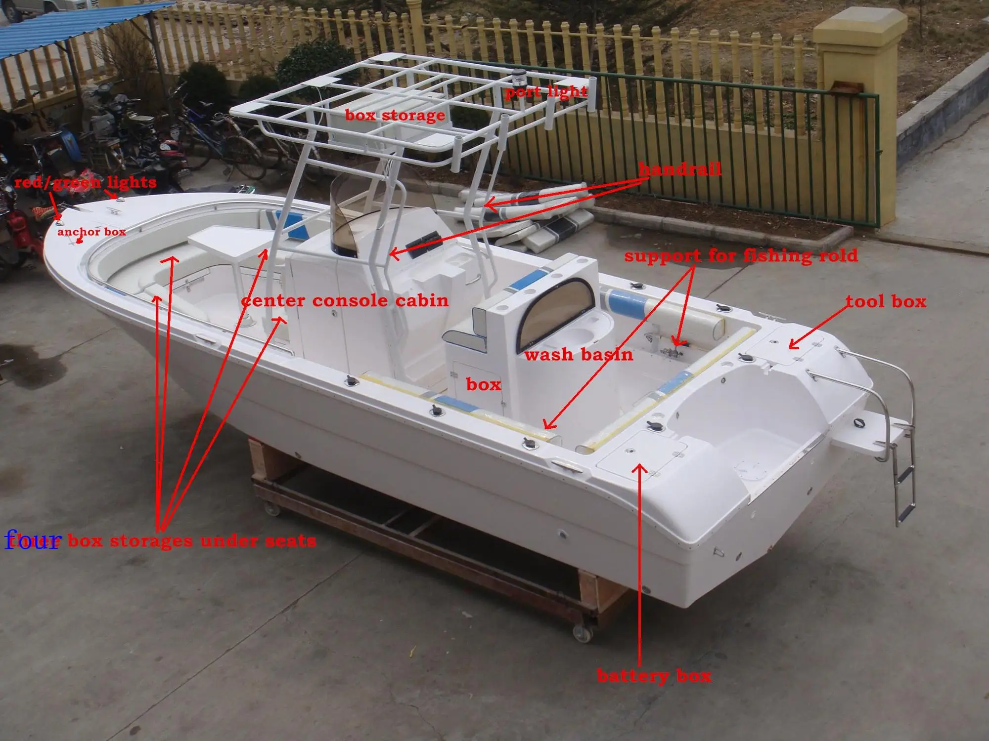 8.5m Ice Blue Fiberglass Fishing Boat with CE Certification