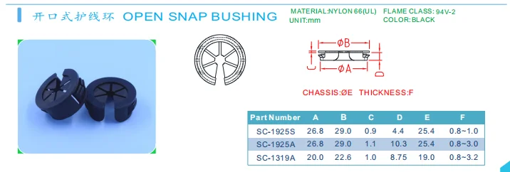 Nylon Snap Bushing Plastic Cable Management Grommet Open Snap Bushing ...
