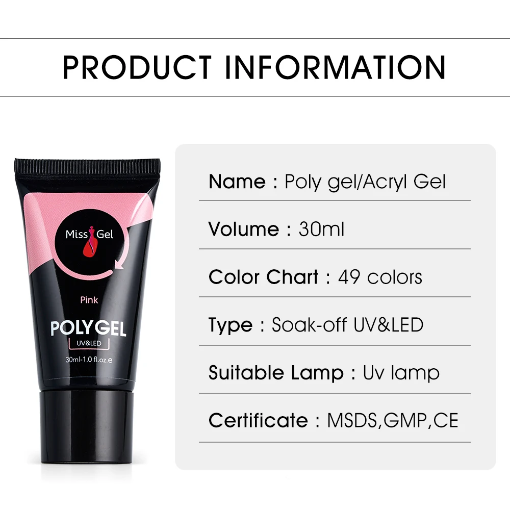 Wholesale 49 Solid Colors Acrylic Gel Polly Gel Nail Supplies