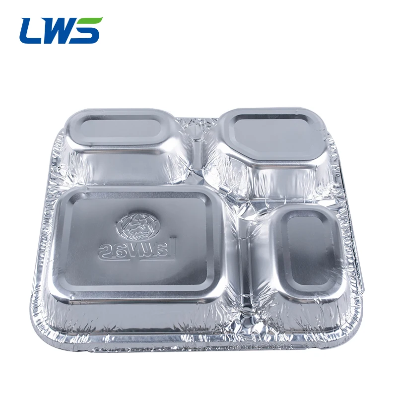 Disposable 4 Compartments Foil Fast Food Containers With Lid - Buy Food ...