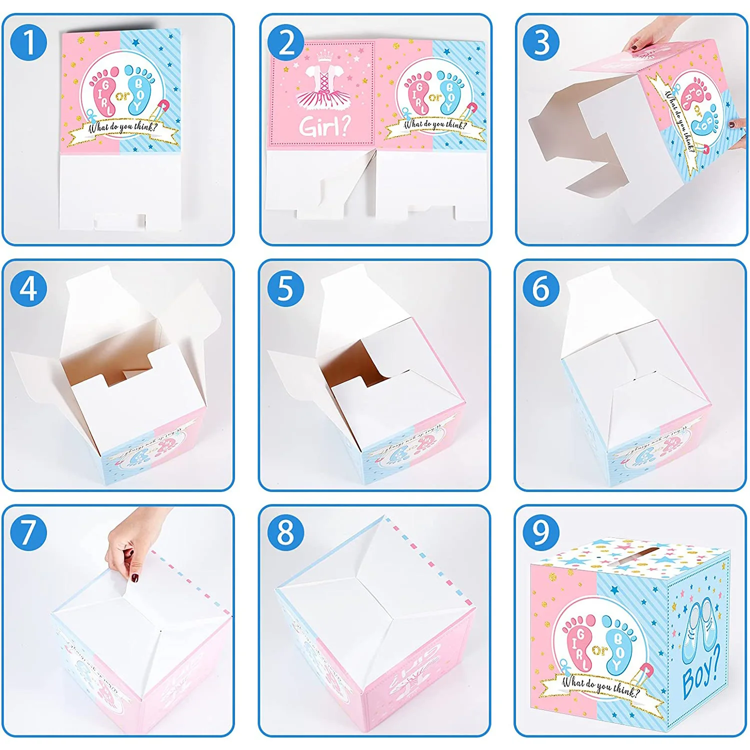 Baby Boy or Girl Gender Reveal Ballot Box Voting Cards Baby Shower ...