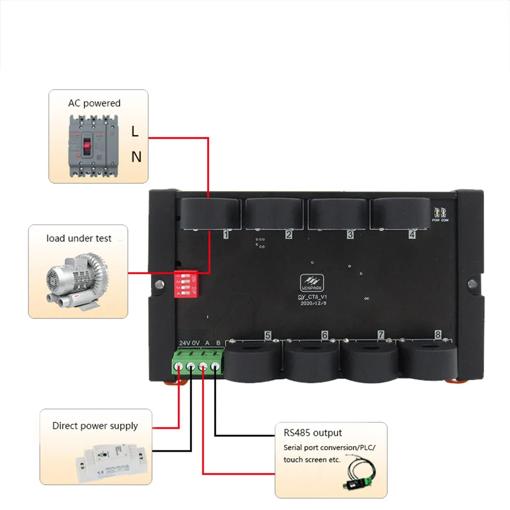 Taidacent RS485 Modbus RTU Isolation 50A AC Current Sensor