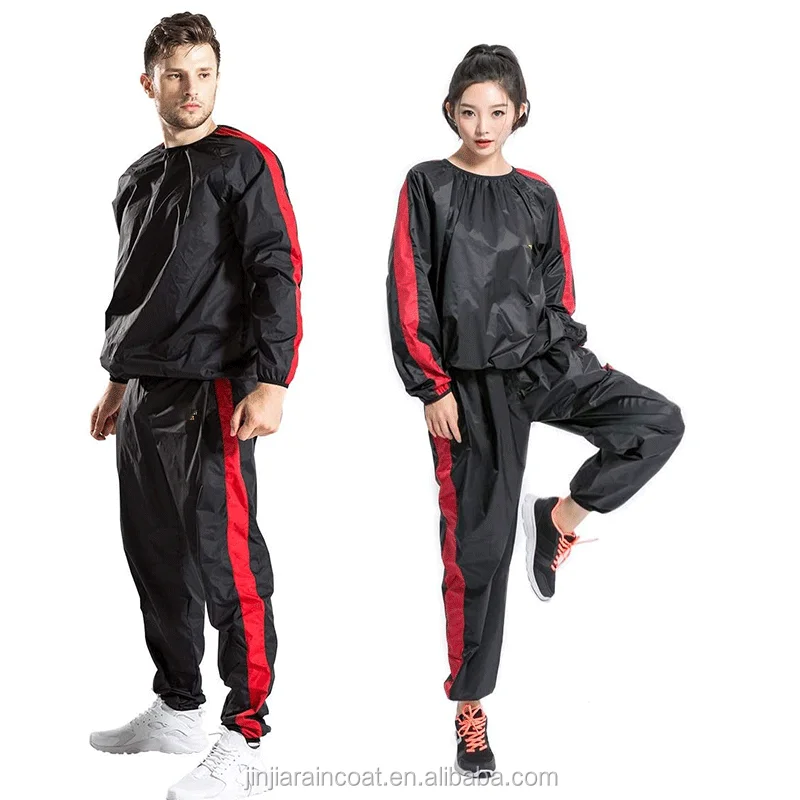 Running Sweat Sauna Polyester Fashion Black Sauna Suit For Men Women ...