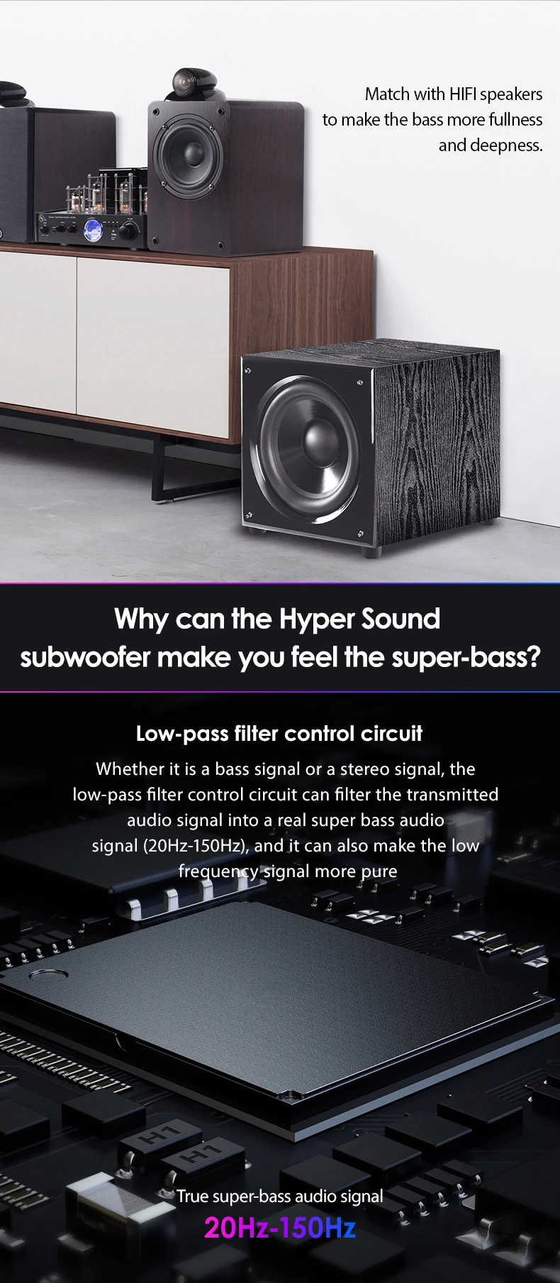 10'' 120W Active Home Audio Subwoofer for Theater System