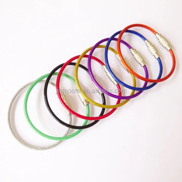 Colored Stainless Steel Wire Keyrings Rope Keychain Tag Rope Wire Cable ...