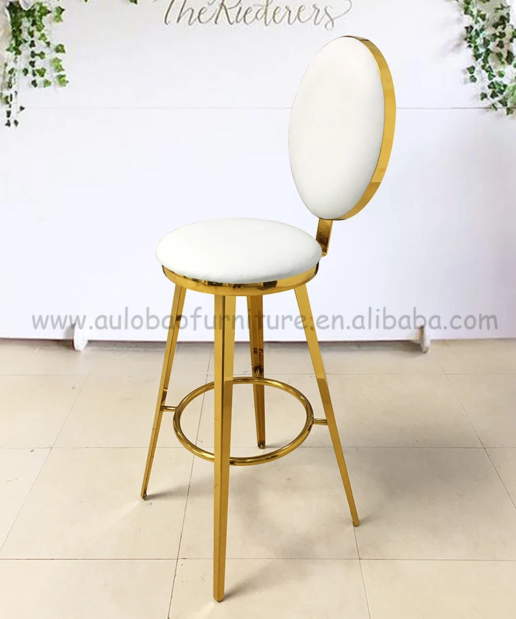 Highboy Cocktail Gold Stainless Steel Leg Bar Stool Chairs With Backs ...
