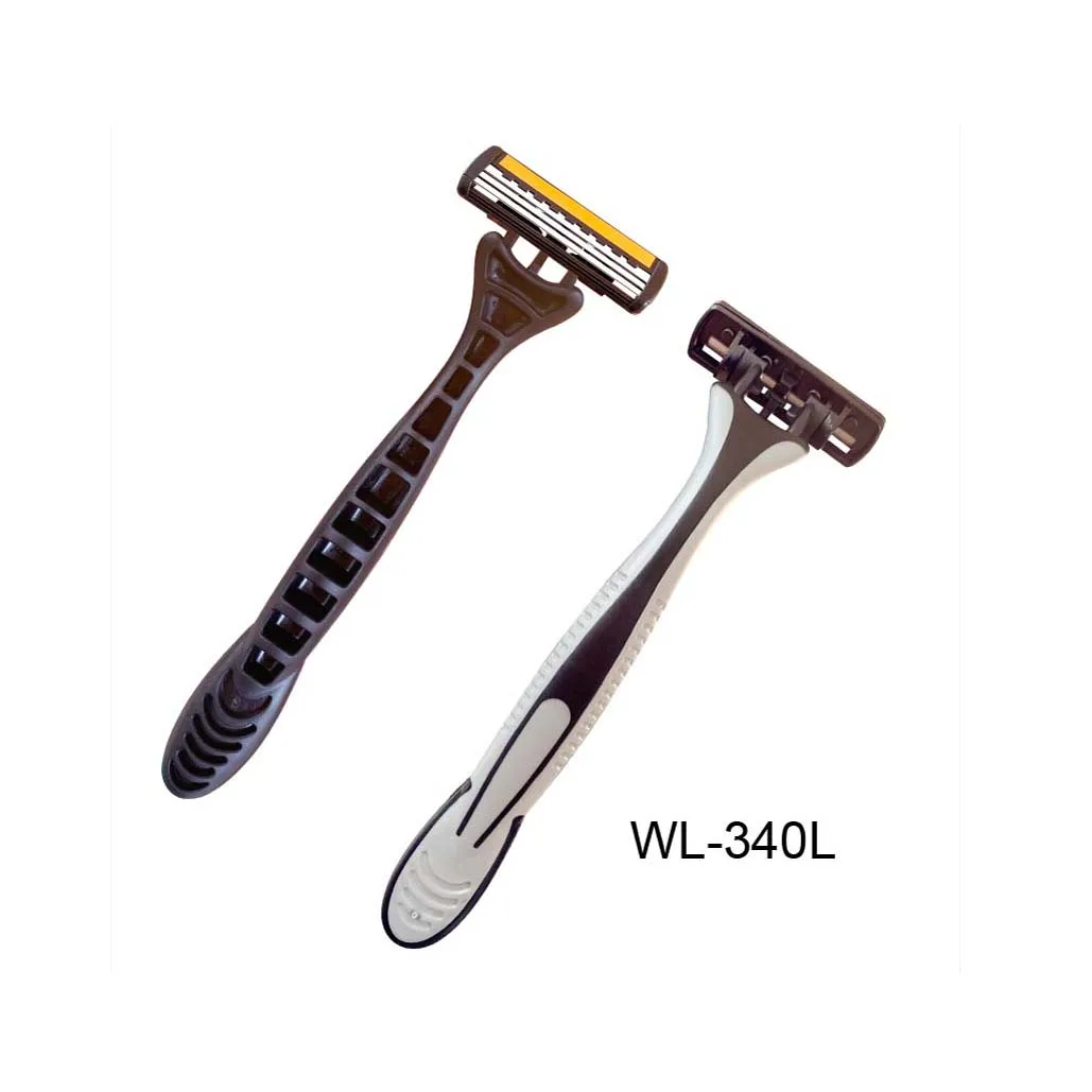 Triple Blade Razors With Lubricating Strip And Super Rubber Handle Wl ...