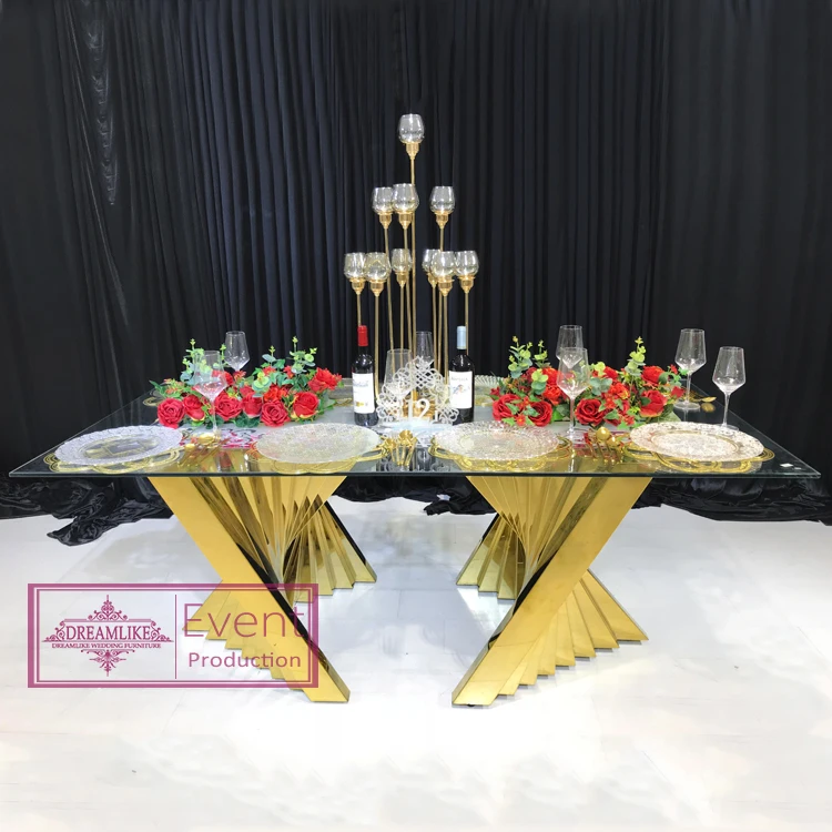 High Quality Luxury Modern Dining Table For Wedding And Restaurant Gold ...