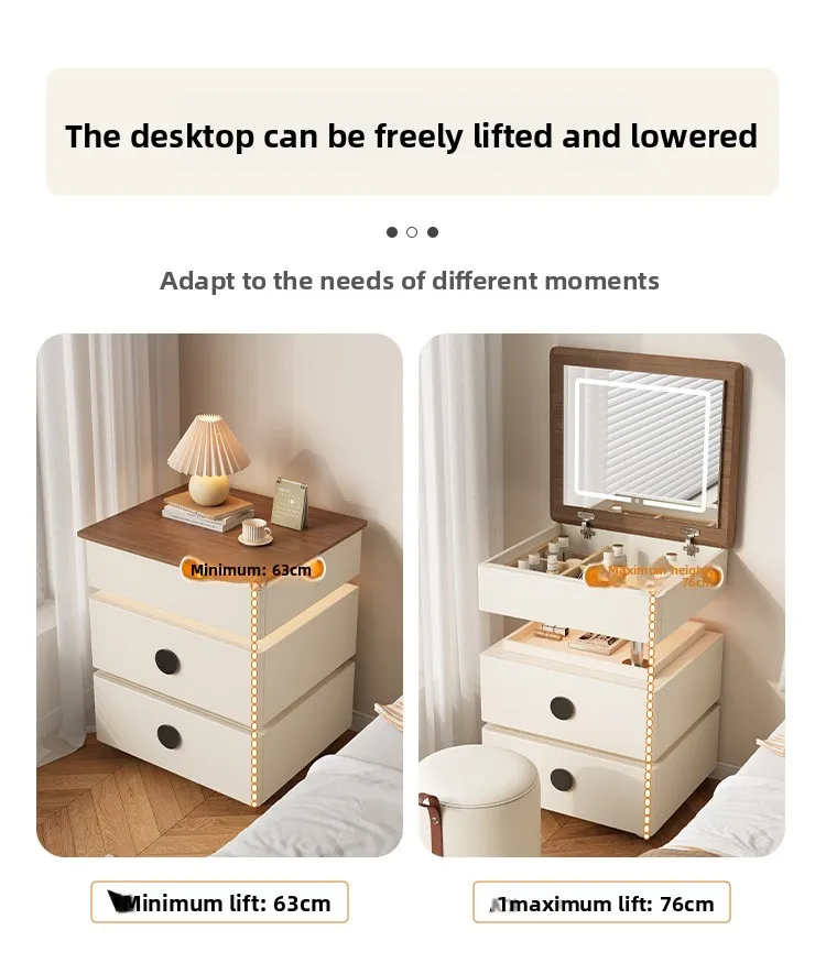 Mini Apartment Modern Pine Solid Wood Movable Storage Lifting Bedside ...
