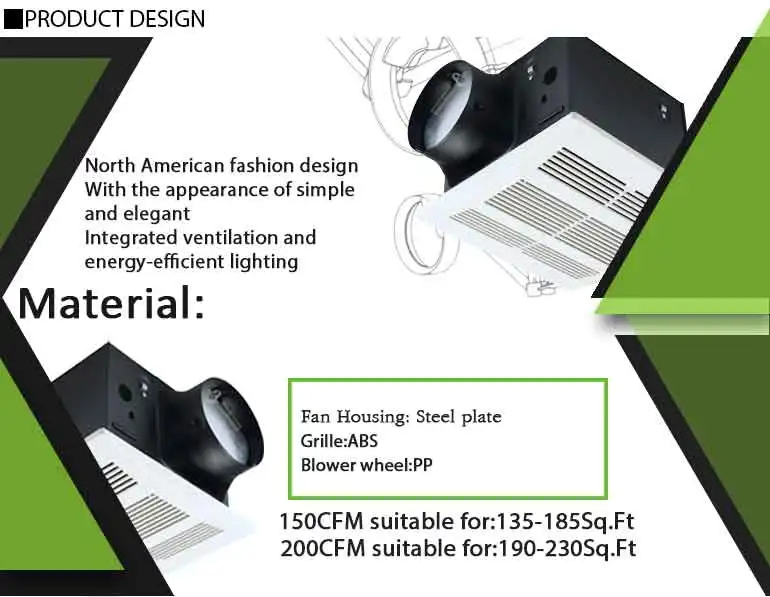 BPT18-44A-4/BPT18-54A-5 1.5/2索斯150CFM/200CFM浴室换气扇| Alibaba.com