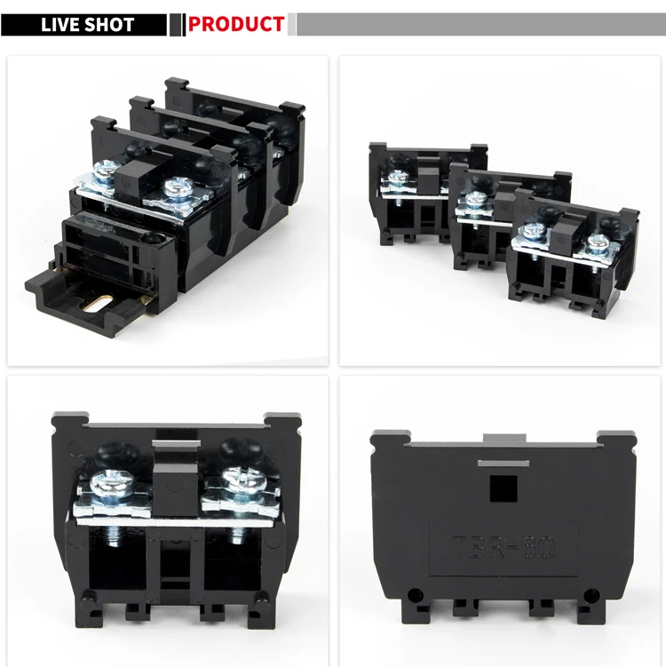 TBR-60 Rail Mounted Screw Terminal Block - 60A Capacity