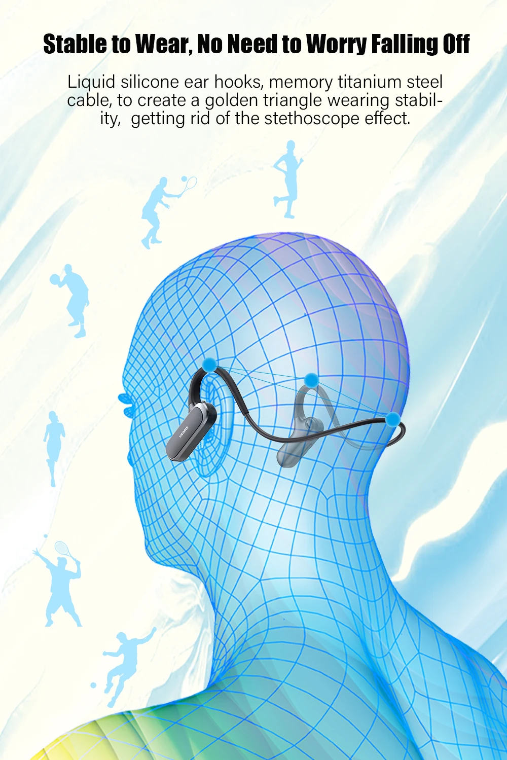 Ucomx Airwings Wireless Earphone G56 V5.0 Open-ear Headphone Built-in Mic Sports Headset For ...