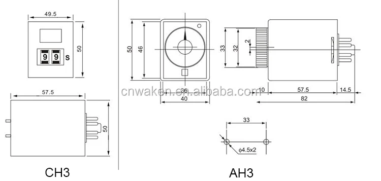 AH3-2 AH3-1 AH3-3 DPDT 12VDC 24VDC AC/DC 112-240V Timer Delay Relay ...