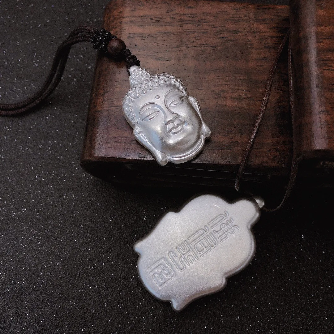 BOCAI S999 Pure Silver Fine Jewelry Heart Pattern Handcrafted Buddha ...