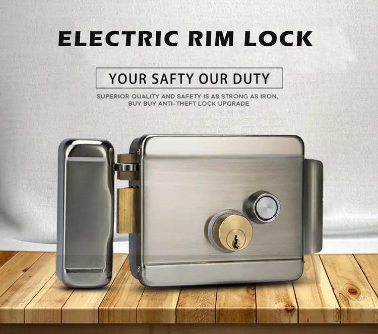 Dc 12v Home Waterproof Electric Rim Lock With Deadbolt Latch Electronic ...