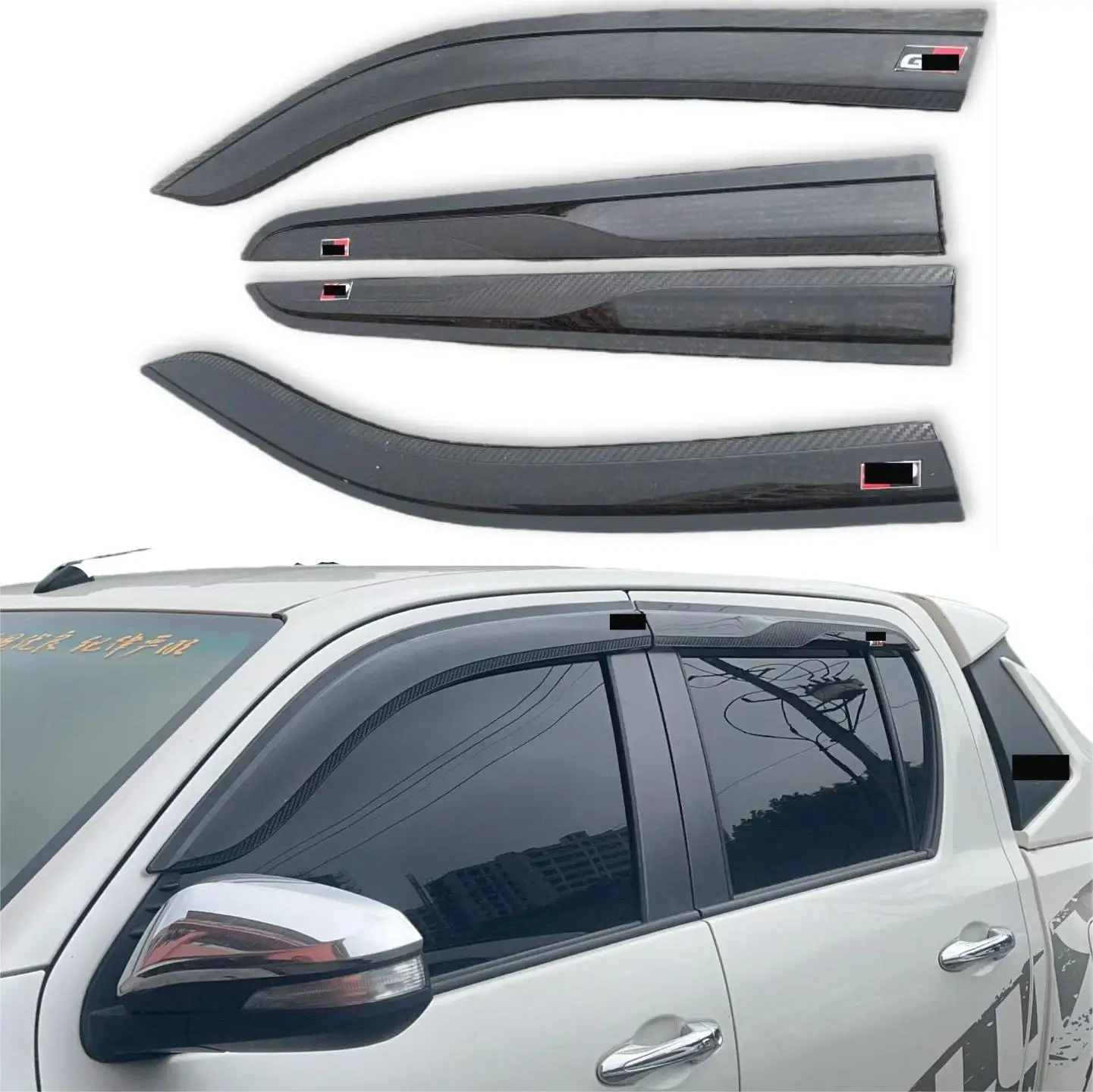 4X4 Pick-up Accessories - Side Window Deflectors for Hilux Revo