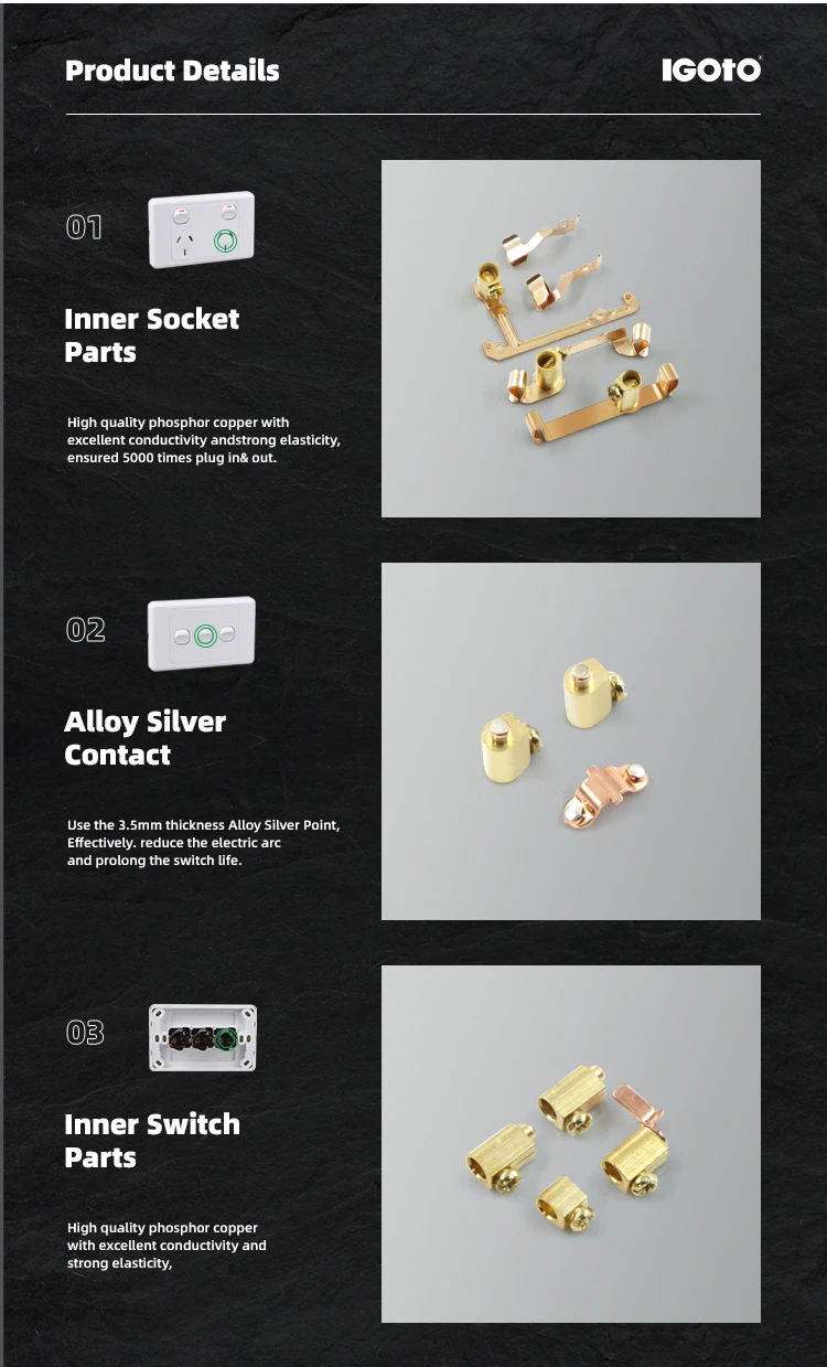 Igoto Horizontal Double Powerpoint Wall Switch Saa Approval Australia ...