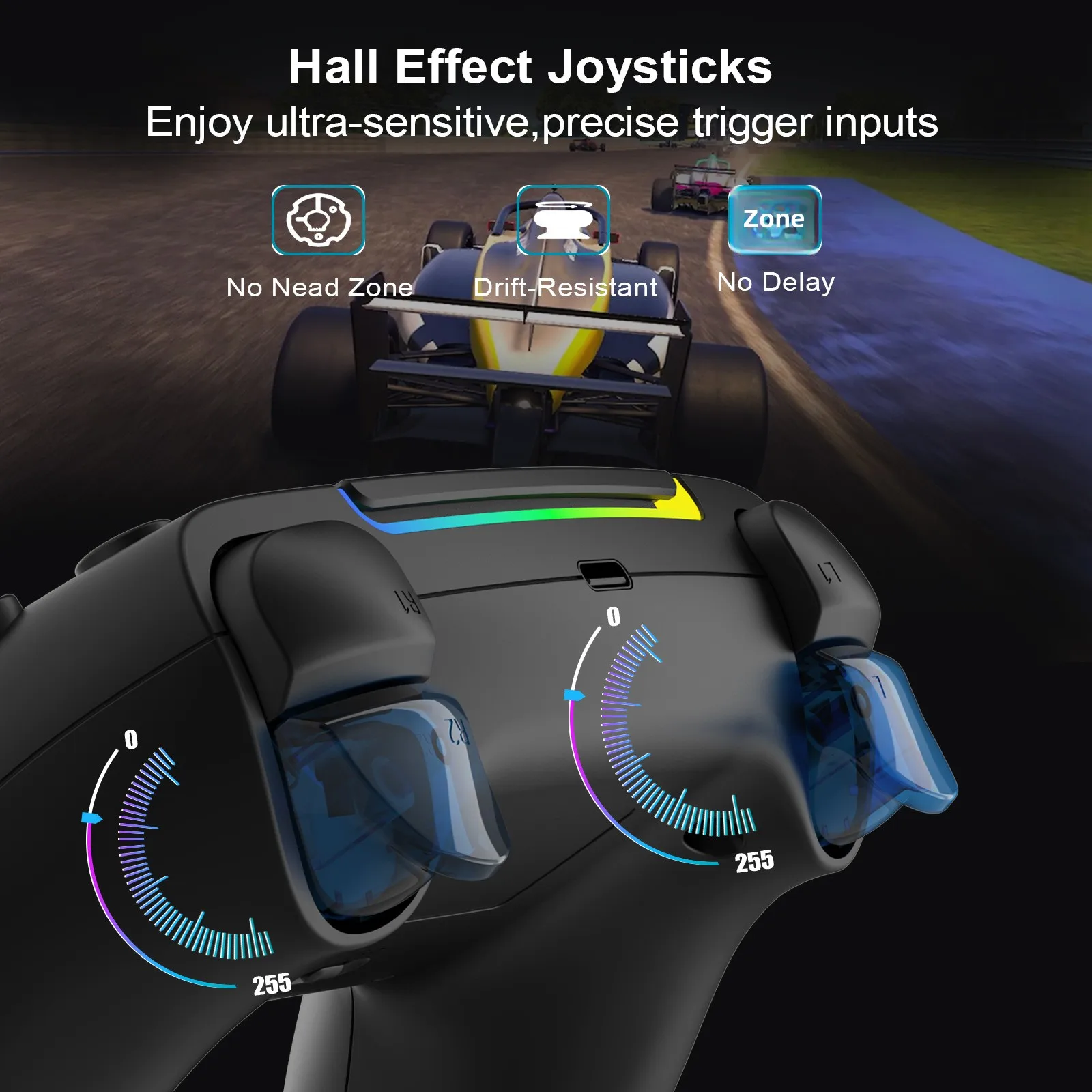 P5 Wireless Game Controller with RGB Light & Vibration - Six-Axis ...