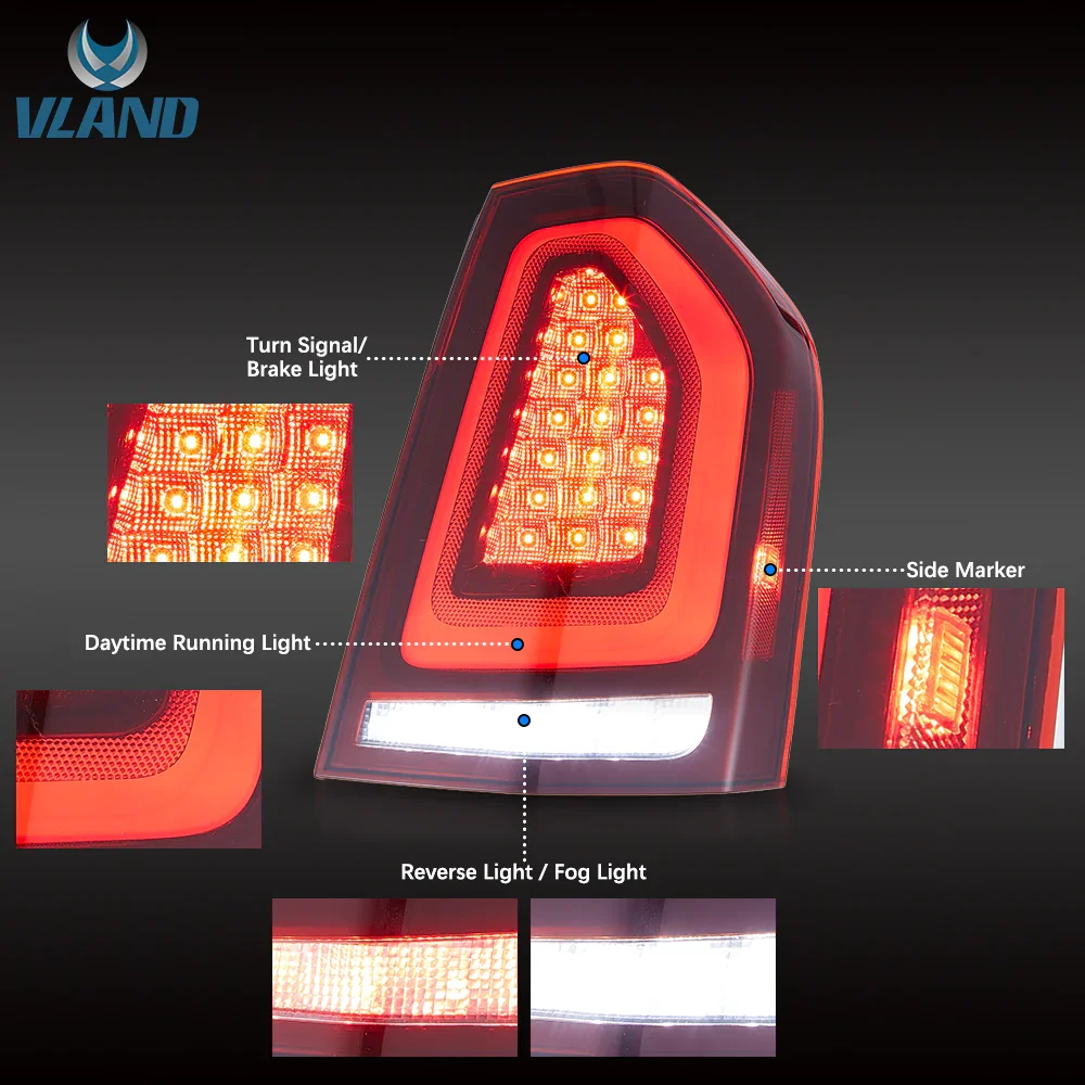VLAND Full LED Tail Lights for Chrysler 300/lancia Thema