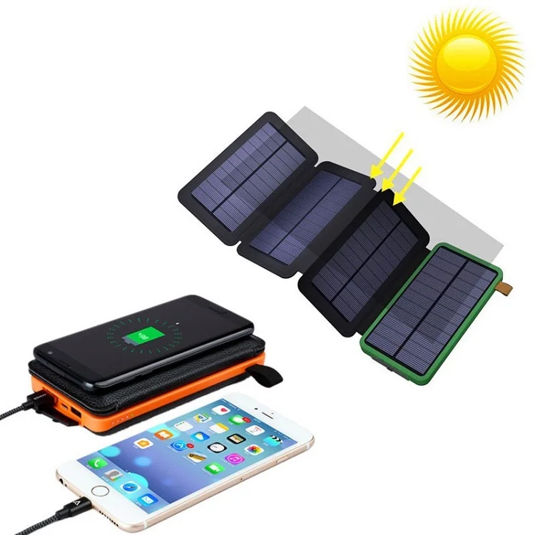Outdoor 20000mah Wireless Solar Power Bank Foldable Panel Solar Battery ...