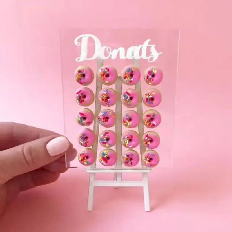 Wedding Clear Acrylic Donut Wall Dessert Round Acrylic Display Stand ...