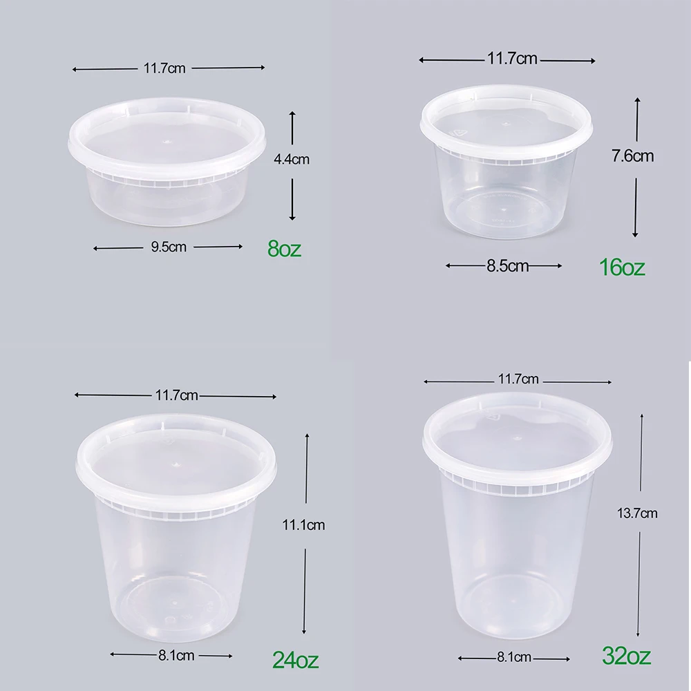 8oz 16oz 24oz 32oz Leakproof PP Plastic Cups with PE Lid