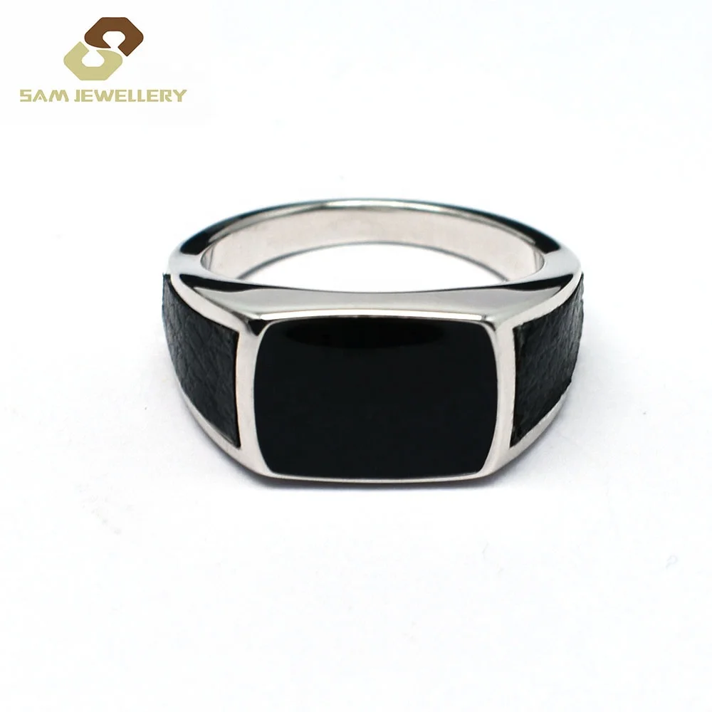 Men's Black Enamel 925 Silver Ring - Perfect Gift Idea