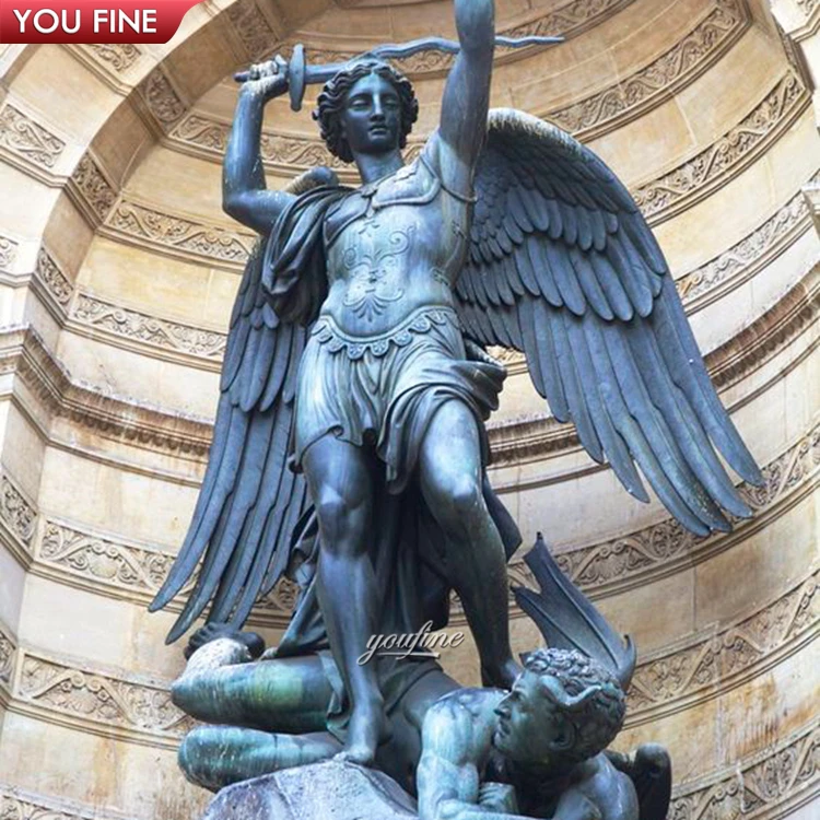 Outdoor Life Size Bronze Angel Warrior Statue Saint Michael