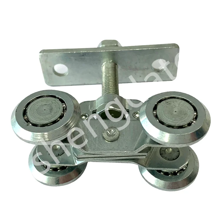 Steel Double Wheel Rail Hanging Trolley - Silver Sliders