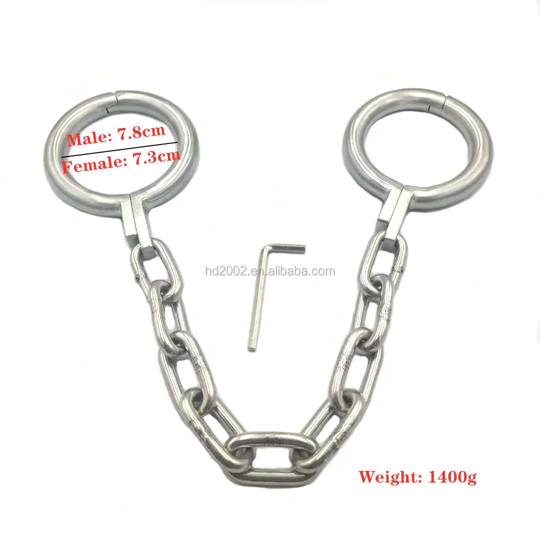 Stainless Steel Long Chain Leg Irons - BDSM Restraints