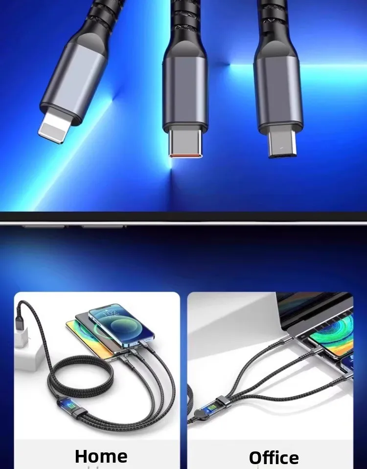 Hot selling 3 in 1 100W Night-luminous Universal USB Cable Universal ...