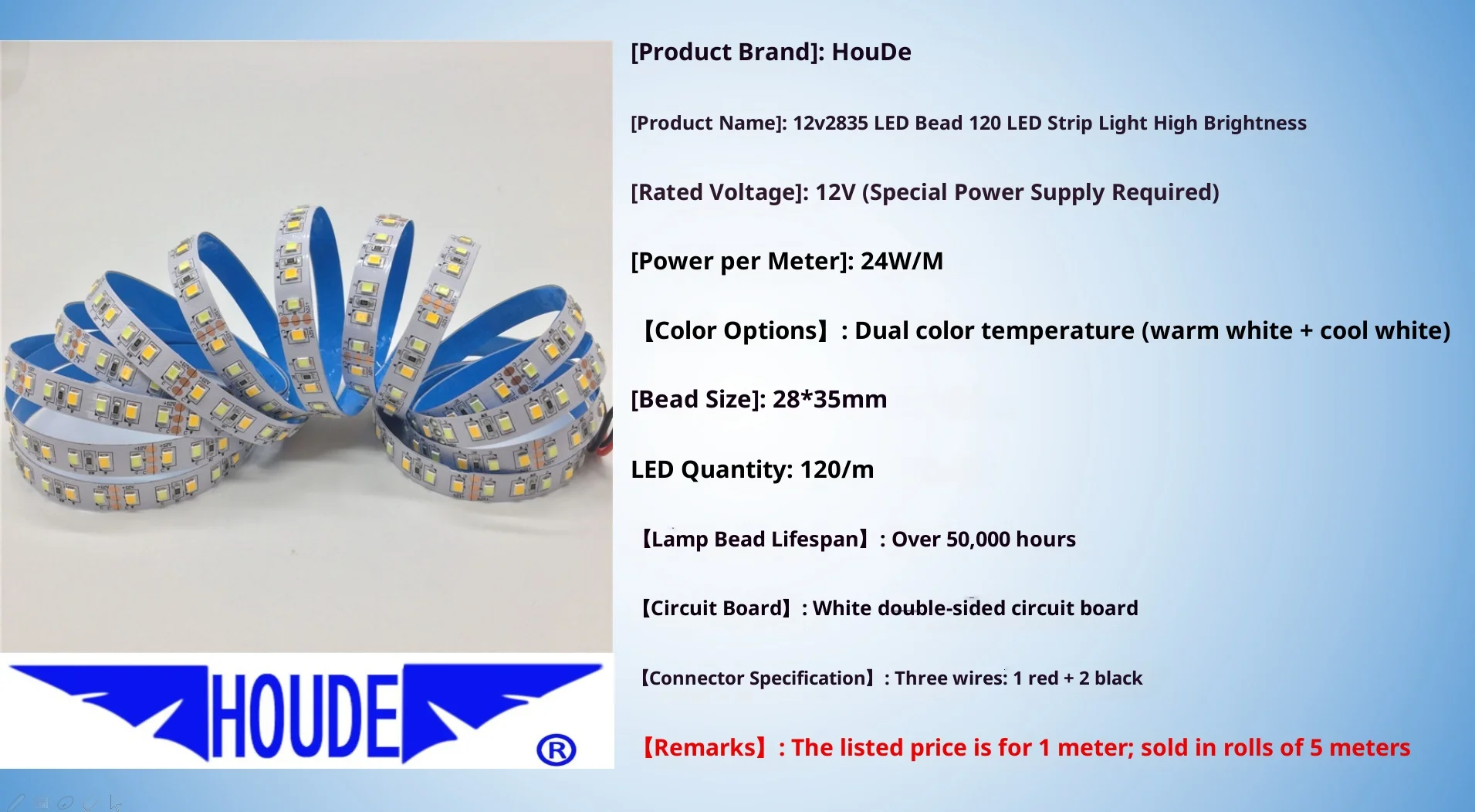 2835 Dual Color Strip 12V Light 5m 120Leds/m 2835 SMD Strips 12V 1-5m ...