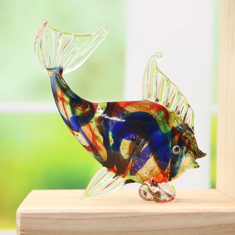 Murano Handmade Glass Fish Figurine For Aquarium Decoration, Oem