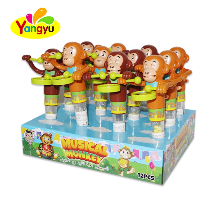 Hot Selling Funny Face Plastic Monkey Playing Drum With Candy Toy - Buy ...