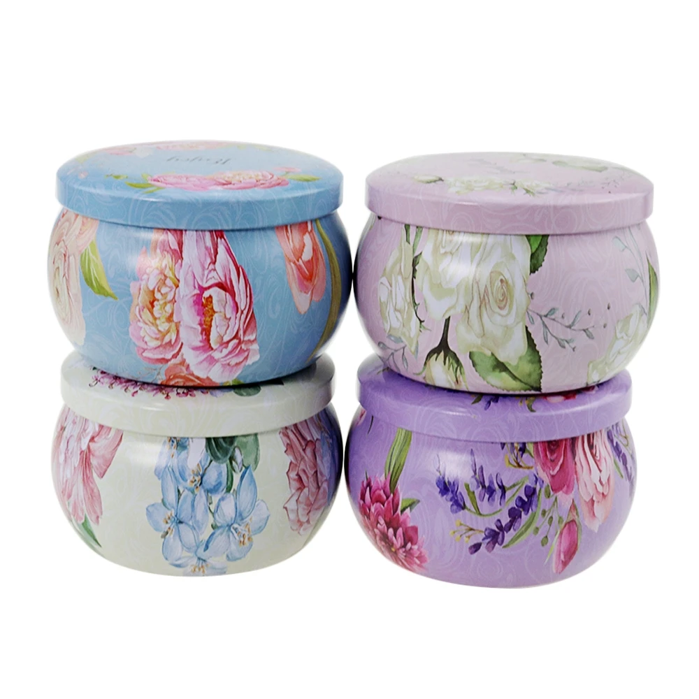 Custom Black Round Candle Incense Tins Vintage Metal Tin Case Vessel ...