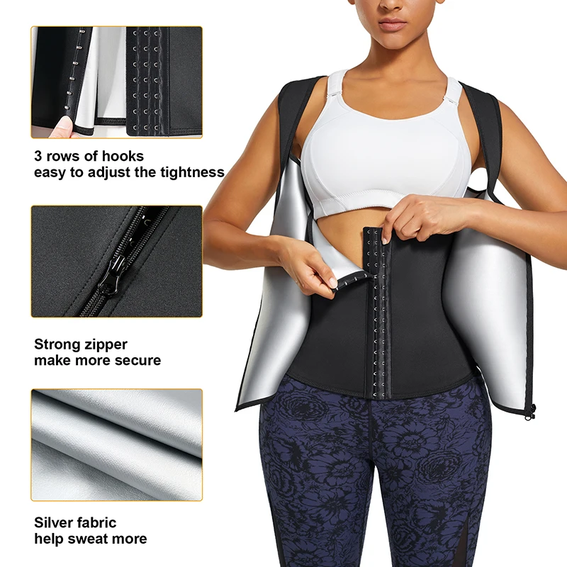 Custom logo Silver-coating Slimming Women Sauna Vest Fat burner Sweat ...
