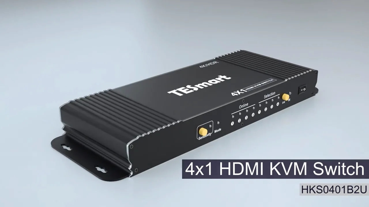 Tesmart 4k 60hz 4x1 Hdmi Kvm Switch With Ir Remote Control Hdcp 2.2 Usb ...