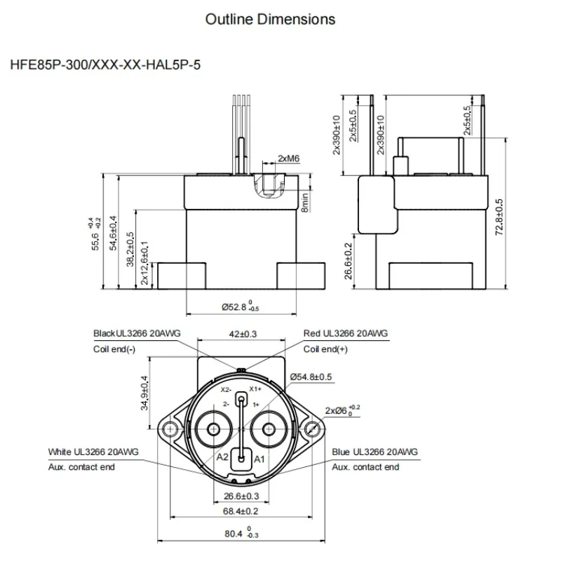 HFE85P-300 HONGFA High Voltage DC Contactor - 1000V 300A