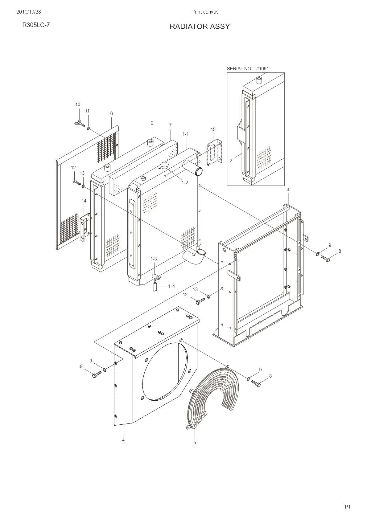 Excavator Water Radiator 11n8-40280 11n8-40211 11n8-40212 11n8-40213 ...
