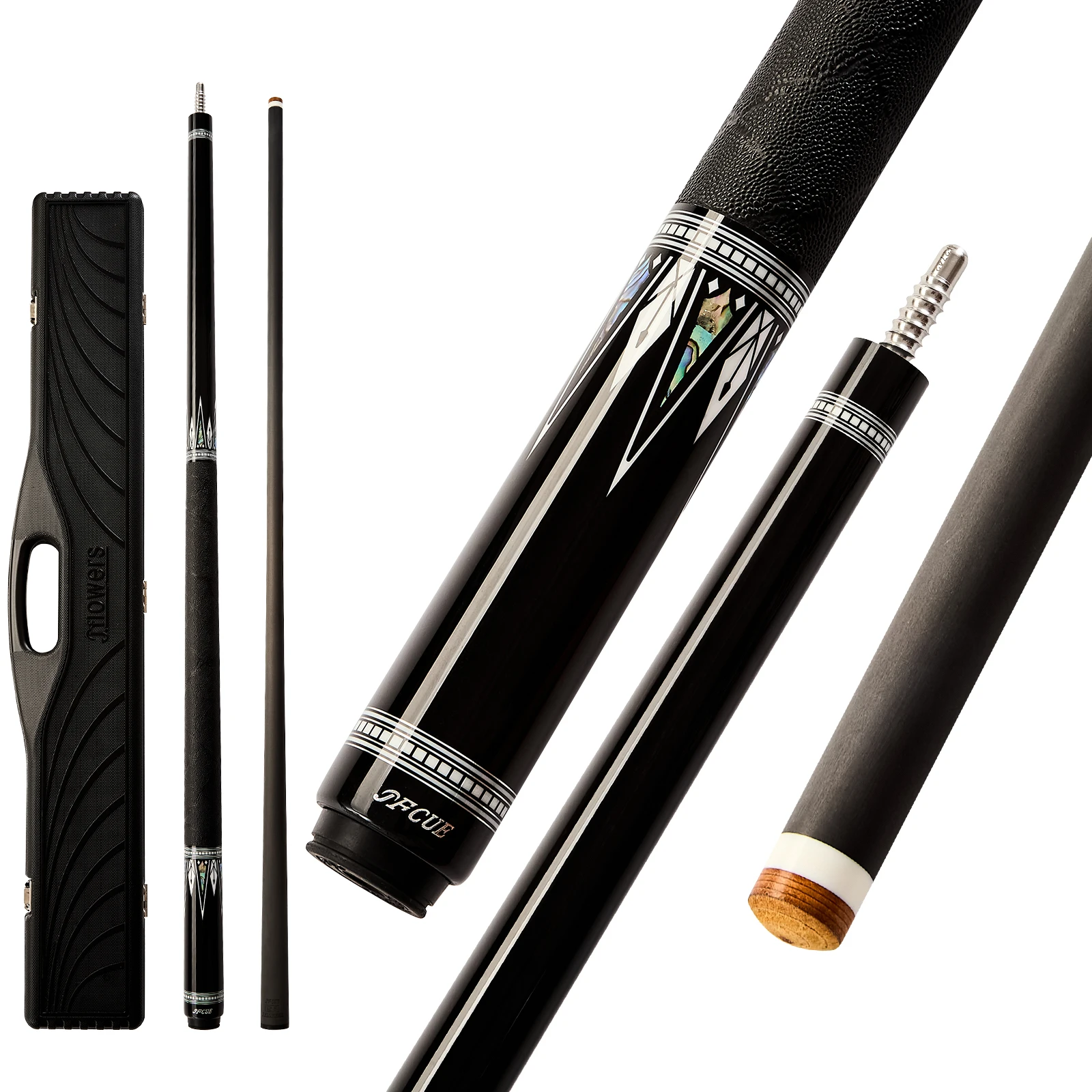 JF10-22 JFLOWERS Pool Cue - Carbon Fiber Shaft & Tiger Tooth